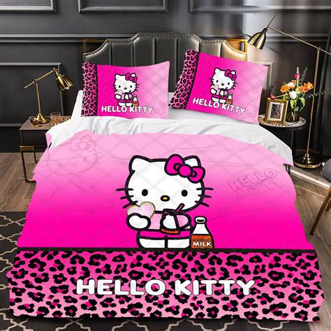 Hello Kitty Bed Set Luxury Design Pink Linen Bedding Set And Quilt Set