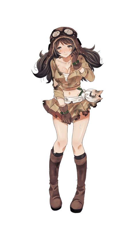 Safebooru 1girl Aviator Cap Black Legwear Blush Boots Breasts Brown