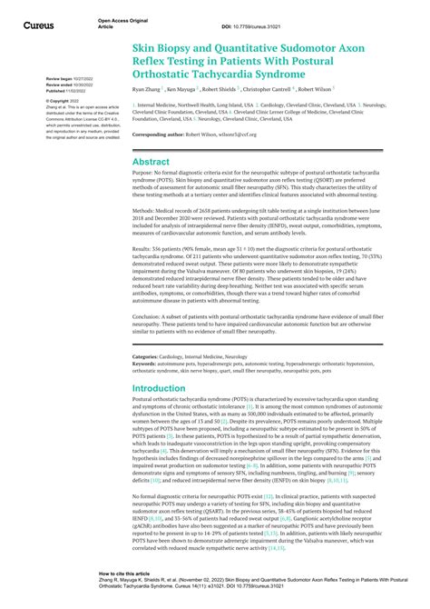 Pdf Skin Biopsy And Quantitative Sudomotor Axon Reflex Testing In Patients With Postural