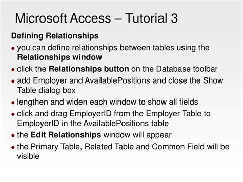 Ppt Microsoft Access Tutorial 3 Powerpoint Presentation Free