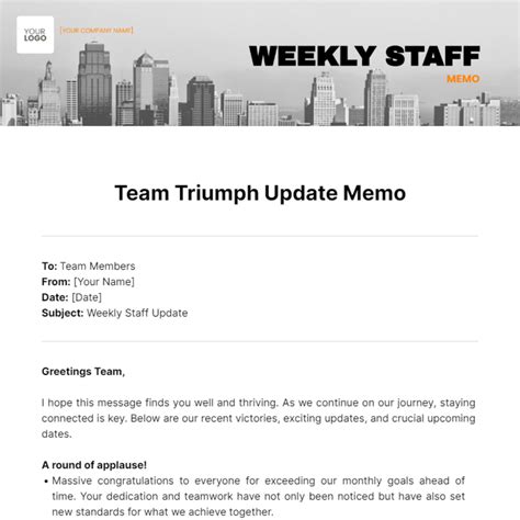 Free Weekly Staff Memo Template To Edit Online