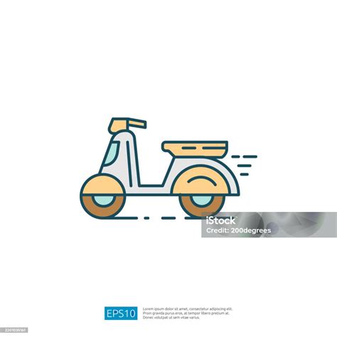 스쿠터의 양식화된 일러스트레이션으로 생생한 색상의 유선형 디자인이 특징이며 움직임과 속도를 제안합니다 운송 관련 그래픽에 적합합니다 교통수단에 대한 스톡 벡터 아트 및 기타