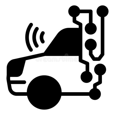 Car With Wireless Sensor Circuit Solid Icon Neural Network Concept Vector Graphics Stock