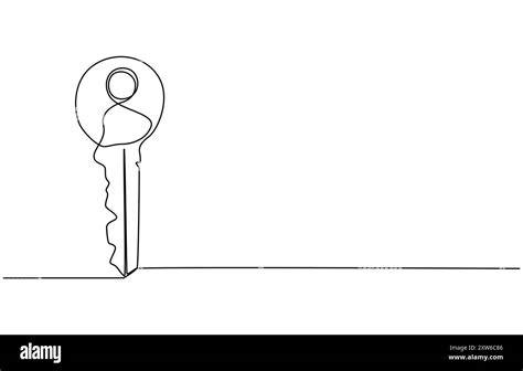Key Single Line Vector One Continuous Line Drawing Of Key Key Line
