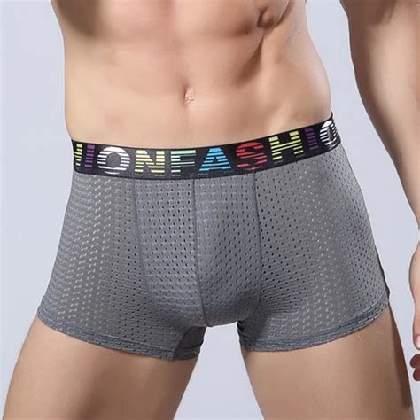 Breathable Mesh Mens Boxer Four Corner Underwear Men Ice Silk Mens