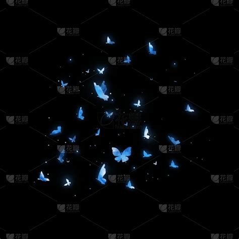 手绘蓝色光效蝴蝶元素素材 花瓣网