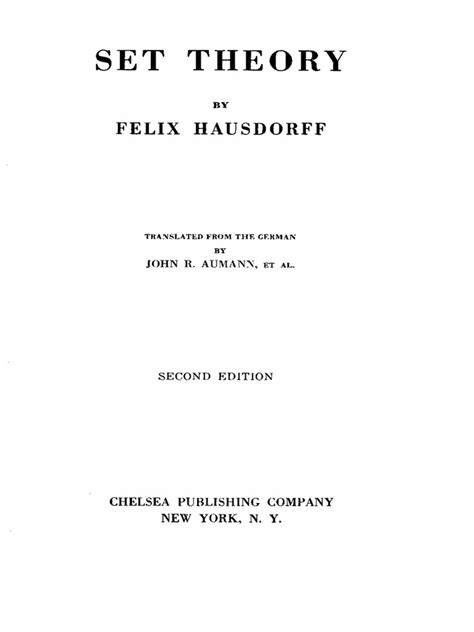 Felix Hausdorff Set Theory 2005 Pdf