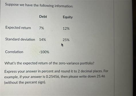 Solved Suppose We Have The Following Information Whats The