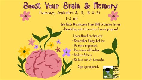 Boost Your Brain And Memory Gilford Public Library 4 September 2025 Allevents