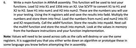 Solved Instructions Write And Compile Armv8 Assembly Module