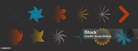 트렌디한 복고풍 스타일의 복사 효과가 있는 기하학적 모양 세트입니다 00년대 Y2k 미학 벡터 노이즈 거친 텍스처입니다 0명에 대한 스톡 벡터 아트 및 기타 이미지 Istock