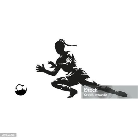 여성 축구 골키퍼가 공을 잡고 여자 축구를하고 고립 된 벡터 실루엣 실루엣에 대한 스톡 벡터 아트 및 기타 이미지 실루엣 축구 Championship Istock