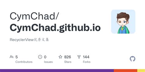 GitHub CymChad CymChad github io RecyclerView优秀文集