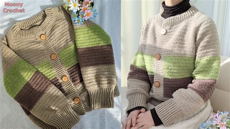 코바늘탑다운메리노가디건긴뜨기로만 뜨는 쉬운 가디건 Youtube