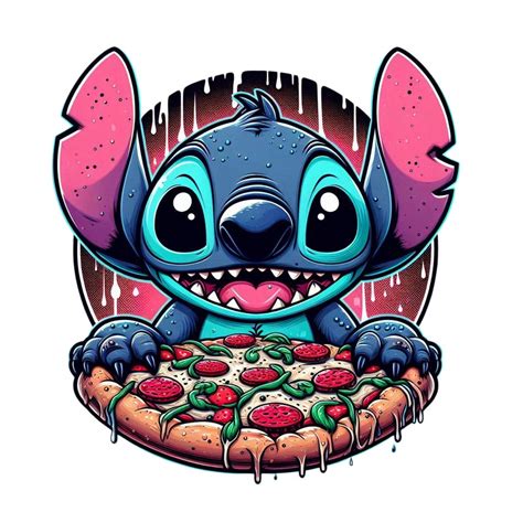 Stitch Eating Pizza Stitch Png Clipart Cute Stitch Image Stitch Food Design Instant Download