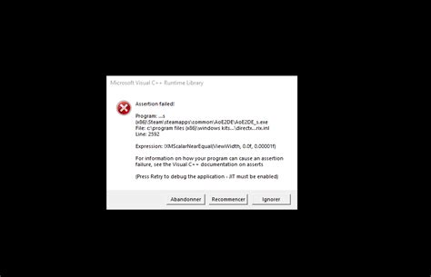 assertion failed error ii report a bug age of empires forum