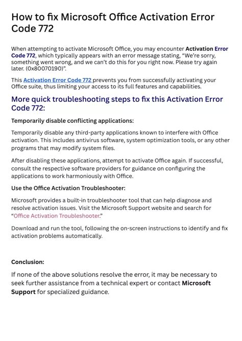 Ppt How To Fix Microsoft Office Activation Error Code 772 Powerpoint Presentation Id 13676506