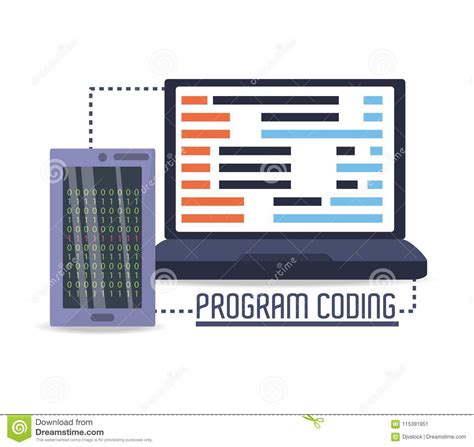 Computer With Programmig Coding On Screen Stock Vector Illustration Of Device Html 115391951