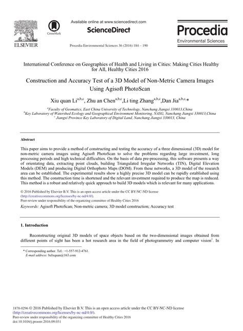 Pdf Construction And Accuracy Test Of A 3d Model Of Non Metric Camera Images Using Agisoft