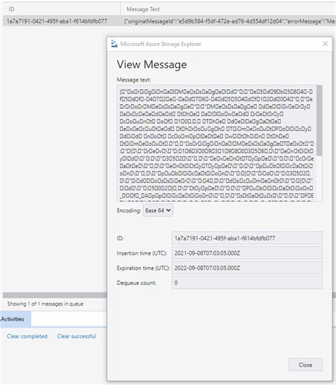azure storage explorer can not correctly display content of message present in a queue in view