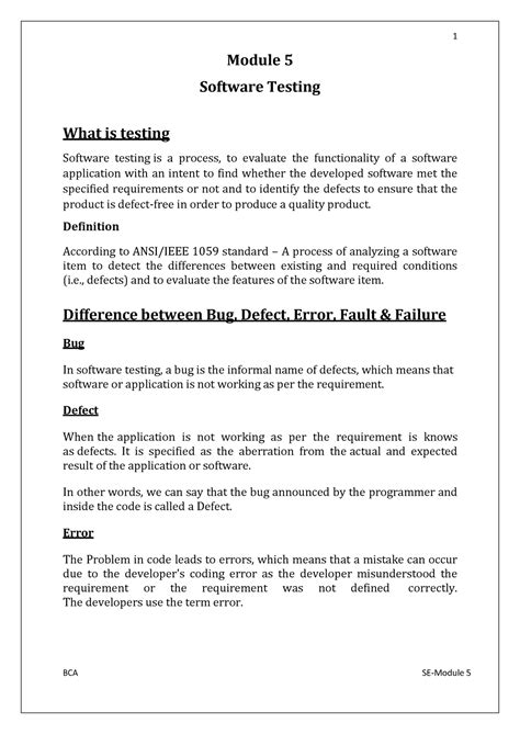 Se Mod 5 Software Engineering Module 5 Software Testing What Is