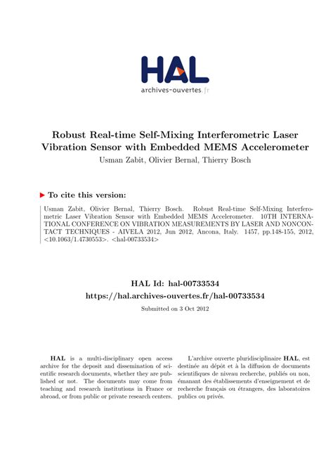 Pdf Robust Real Time Self Mixing Interferometric Laser Vibration Sensor With Embedded Mems