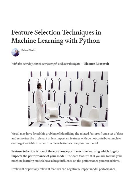 Feature Selection Techniques In Ml With Python 1 Pdf Machine Learning Computing