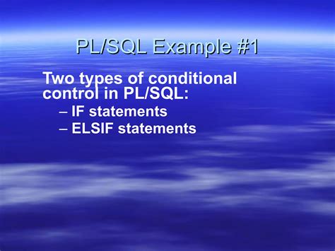 Pl Sql Example For If Elsif Ppt Programming Languages Computing