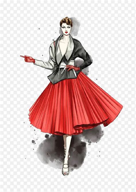手绘创意红色礼服插画设计png图片素材下载图片编号7738810 Png素材网
