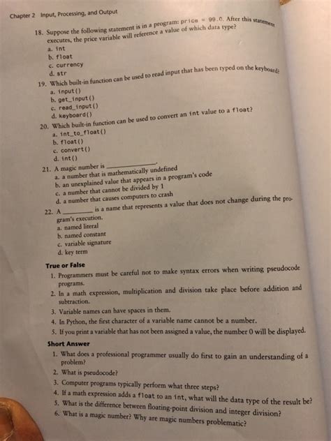 Solved Input Processing And Output Review Questions