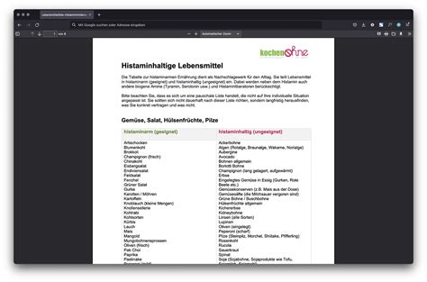 Histaminhaltige Lebensmittel Liste Tabelle And Rat Kochenohne