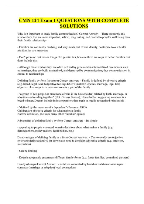 CMN 124 Exam 1 QUESTIONS WITH COMPLETE SOLUTIONS CMN 124 Stuvia US