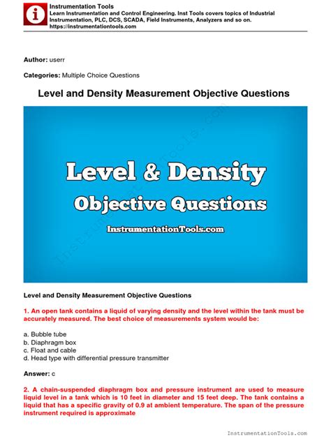 Level And Density Measurement Questions Pdf