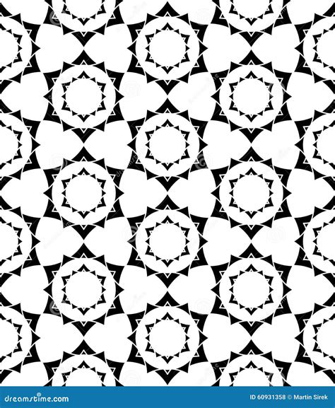 Vector Modern Seamless Sacred Geometry Pattern Floral Black And White Abstract Stock Vector