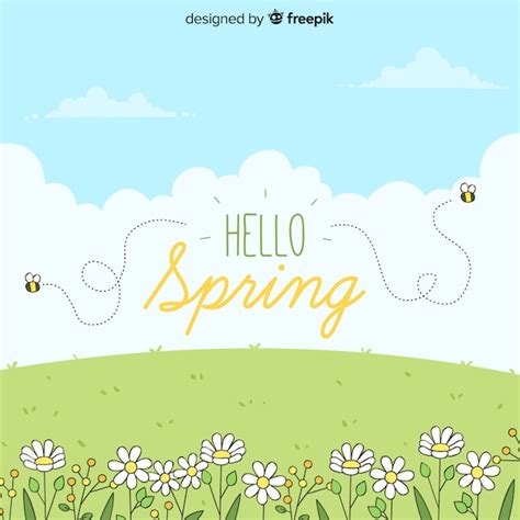 안녕하세요 봄 배경 무료 벡터