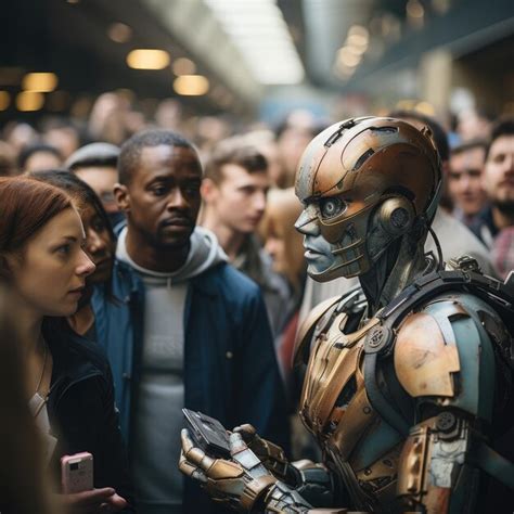 Premium Photo A Diverse Crowd Gathering At A Robotics Expo Exploring