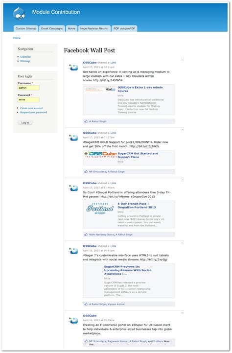 Facebook Wall Drupal Org