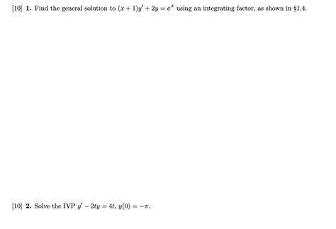 Solved 10 1 Find The General Solution To X 1 Y 2y Chegg Com