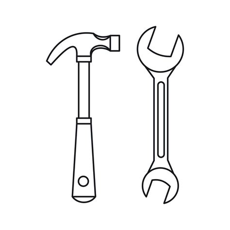 Hammer And Wrench Icon Outline Style 14589511 Vector Art At Vecteezy