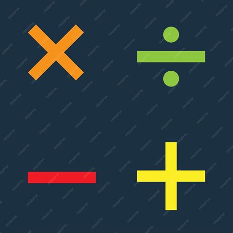 Основной математический символ плюс и минус деление умножения значок равенства Премиум векторы