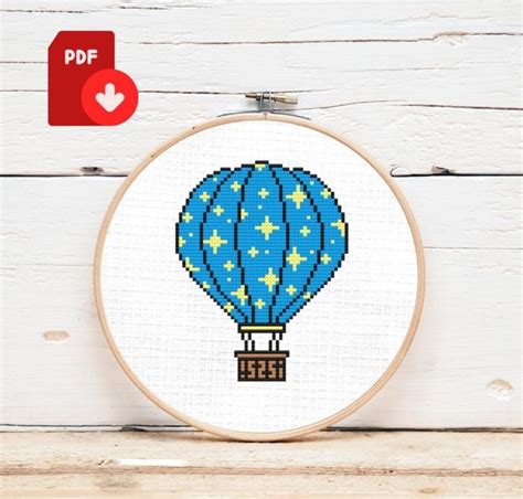 Hot Air Balloon Cross Stitch Pattern Counted Cross Stitch Simple Cross
