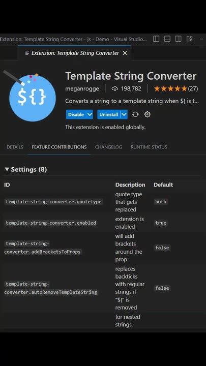 extension of the week template string converter youtube