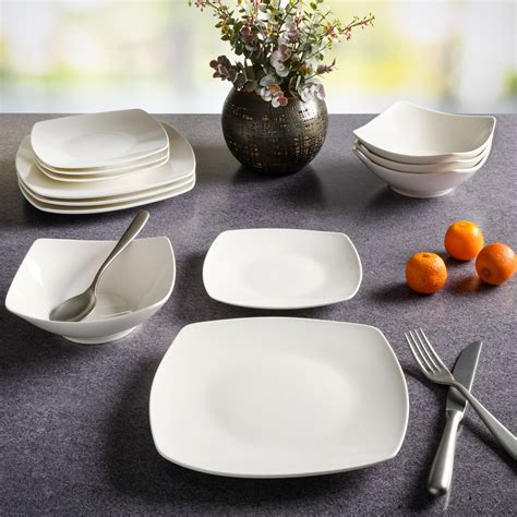 Gibson Home Everyday Square 12 Piece Fine Ceramic Dinnerware Set