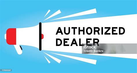 파란색 배경에 흰색 배너에 있는 단어 공인 딜러가 있는 컬러 확성기 아이콘 계약서에 대한 스톡 벡터 아트 및 기타 이미지 계약서 고객 광고 Istock