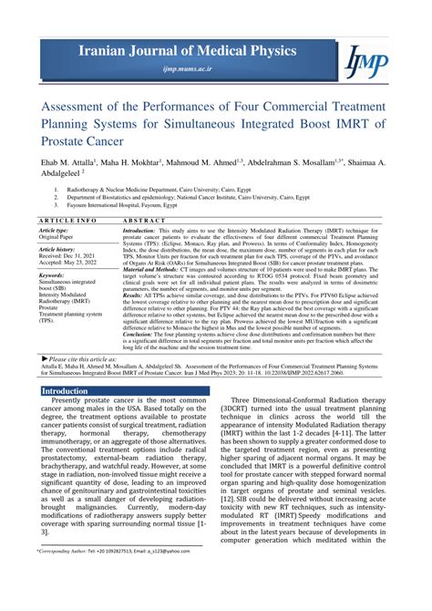 Pdf Assessment Of The Performances Of Four Commercial Treatment Planning Systems For
