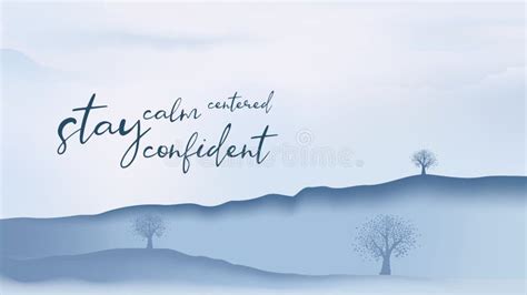 Blue Background Image With Motivational Message Of Staying Calm Stock
