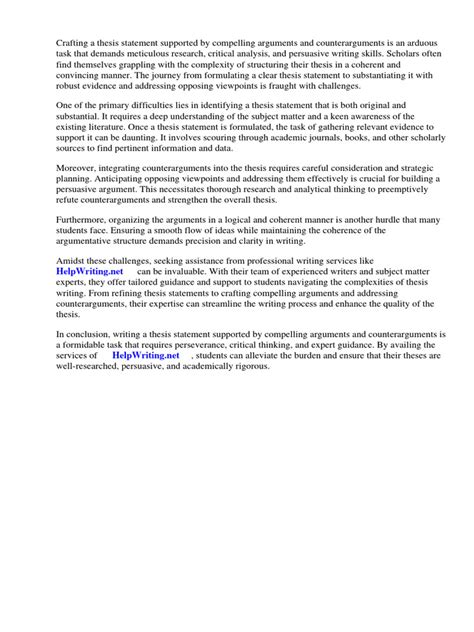 How To Support A Thesis Statement With Compelling Arguments And Counterarguments Pdf Essays