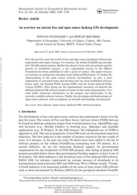 PDF An Overview On Current Free And Open Source Desktop GIS Developments