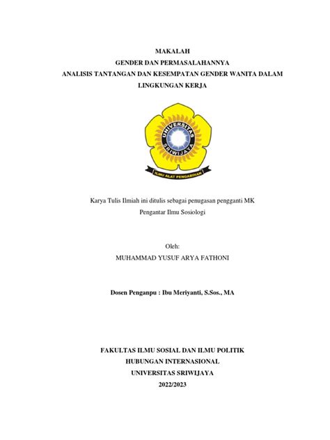 Makalah Gender Dan Permasalahannya Pdf