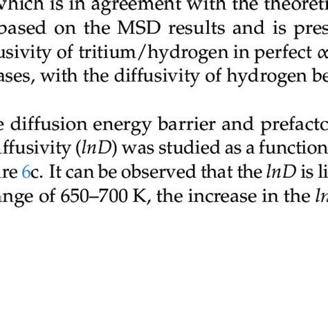 Diffusivity D Of Tritium Hydrogen With Temperatures T Ranging From Download Scientific